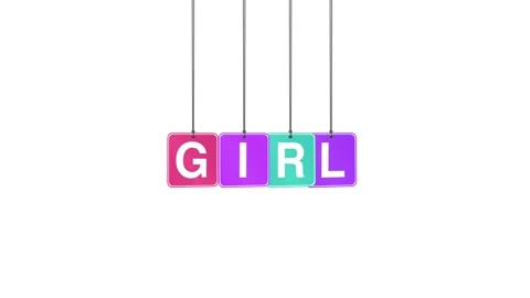 Girl Word or Text Hang and Bouncing Anim... | Stock Video | Pond5