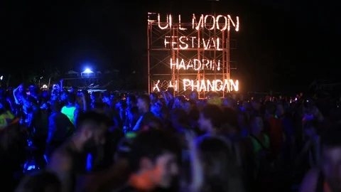 Girls and guys participate in Full Moon ... | Stock Video | Pond5