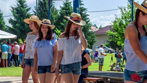 Girls are walking off stage one by one | Stock Video | Pond5