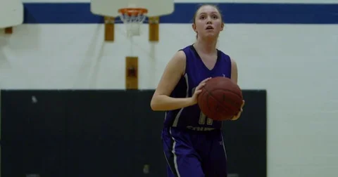 girls basketball shot and goes out of fo... | Stock Video | Pond5
