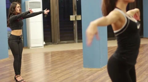 Girls learn to dance the moving body in ... | Stock Video | Pond5