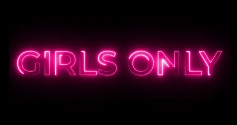 Girls only neon text animation | Stock Video | Pond5