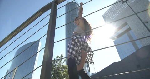 Girl's solo dance on the background of t... | Stock Video | Pond5