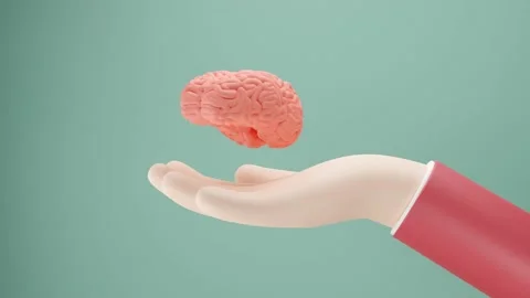 Giving hand with a spinning brain. Human... | Stock Video | Pond5