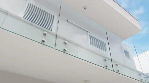 Glass Balcony Parapet Details. Modern ar... | Stock Video | Pond5