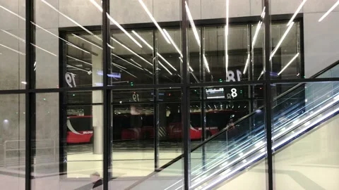 Glass box escalators, reflections and pa... | Stock Video | Pond5