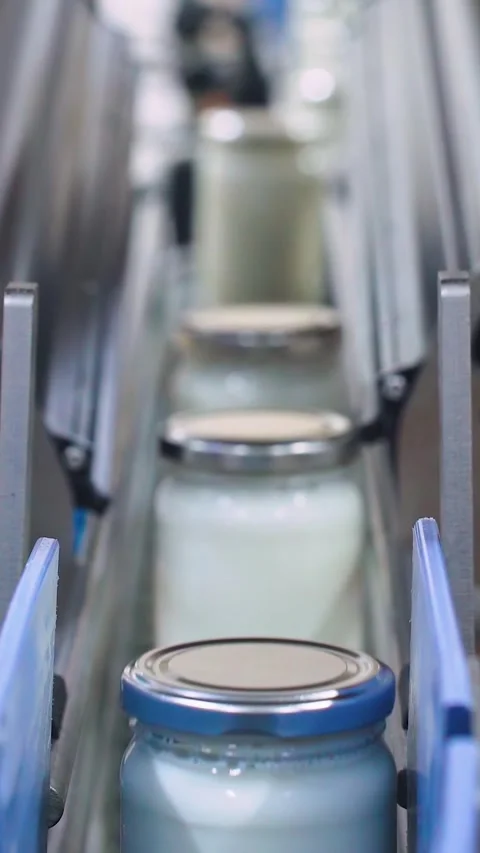 Glass containers jars filled with milk m... | Stock Video | Pond5