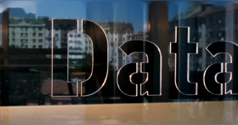 Glass Data Letters and Office in Backgro... | Stock Video | Pond5