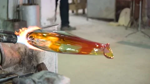 Glass melting process for making handmad... | Stock Video | Pond5
