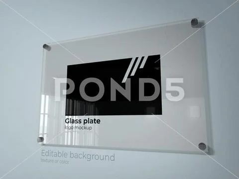 PSD Photoshop Template: Glass Plate Logo Mockup #142432549