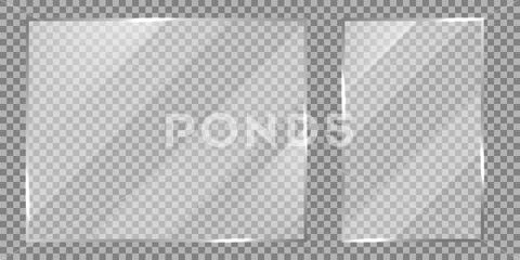 Glass on transparent background. Realistic transparent glass window ...