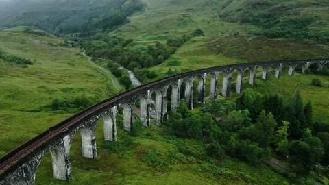 Glenfinnan Viaduct Over River Finnan By ... | Stock Video | Pond5