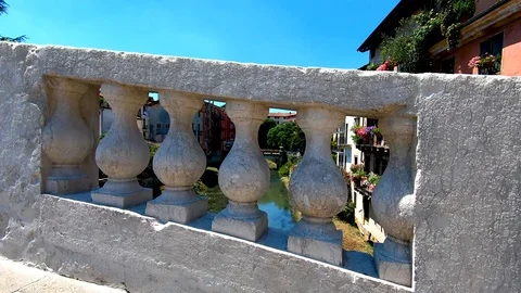 Gliding through the ancient stone railin... | Stock Video | Pond5