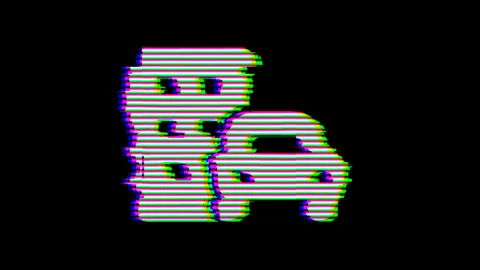 From the Glitch effect arises car buildi... | Stock Video | Pond5