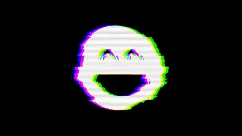From the Glitch effect arises laugh beam... | Stock Video | Pond5