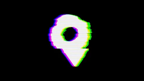 From the Glitch effect arises map marker... | Stock Video | Pond5