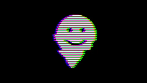 From the Glitch effect arises map marker... | Stock Video | Pond5