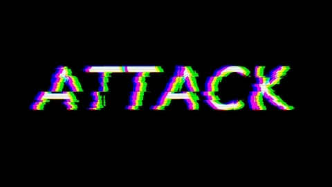 From the Glitch effect arises text ATTAC... | Stock Video | Pond5