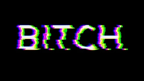 From the Glitch effect arises text BITCH... | Stock Video | Pond5