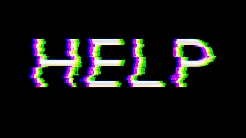 From the Glitch effect arises text HELP.... | Stock Video | Pond5