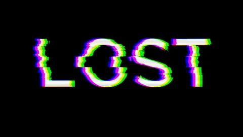 From the Glitch effect arises text LOST.... | Stock Video | Pond5