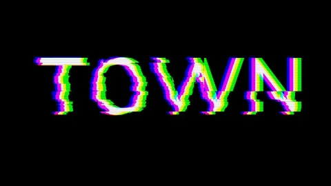 From the Glitch effect arises text TOWN.... | Stock Video | Pond5