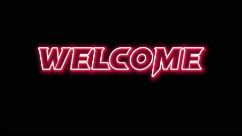 Glitch the neon word welcome icon on bla... | Stock Video | Pond5