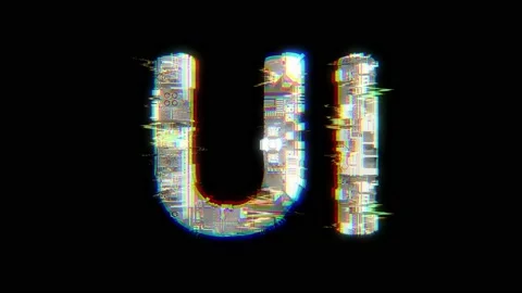 glitch style cybernetic animated text UI... | Stock Video | Pond5
