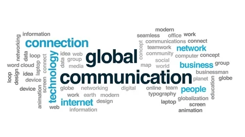 Global communication animated word cloud... | Stock Video | Pond5