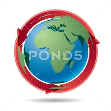 Global concept design, vector drawing earth.Earth and arrow combination ...