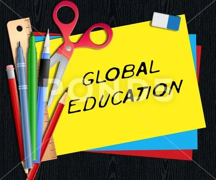 Global Education Means World Learning 3d Illustration: Graphic #111094385
