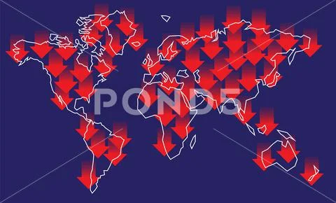 Global financial crisis - vector background. World map and lot of ...