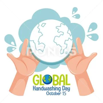Global Hand washing Day logo with hands holding globe: Royalty Free ...