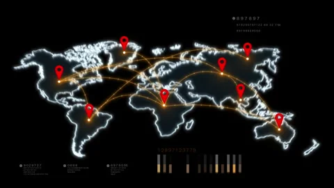Global network map with connection point... | Stock Video | Pond5