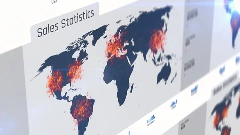 Global sales statistics, map showing gen... | Stock Video | Pond5