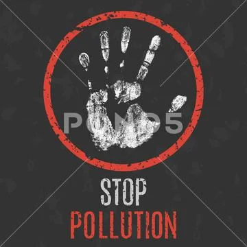 Global social problems. Stop pollution. Vector illustration ...