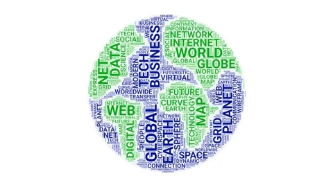 Global world business word cloud green a... | Stock Video | Pond5