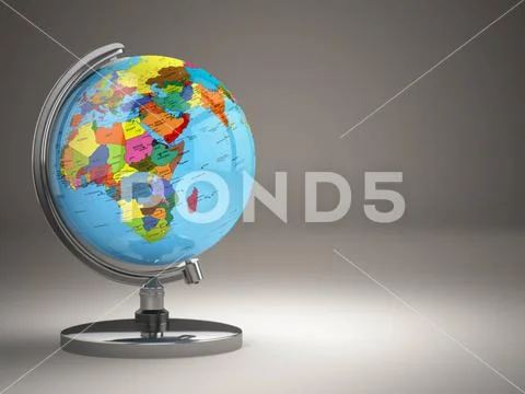 Globe with political map on grey background. Globe with political map ...