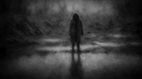 Gloomy 2d animation. Dark reflection in ... | Stock Video | Pond5