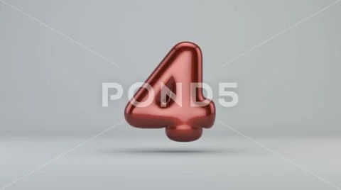 Glossy paint number 4. 3D render of bubble font with glint ~ Clip Art ...