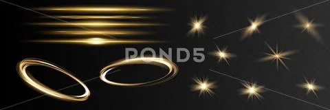 Glow isolated white transparent light effect set, lens flare, explosion ...
