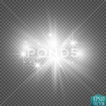 Glow light effect. Starburst with sparkles on transparent background. Vector Illustration #78500292