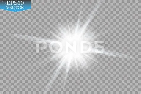 Glow light effect. Starburst with sparkles on transparent background. Vector Illustration #78500380