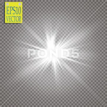 Glow light effect. Starburst with sparkles on transparent background. Vector ~ Clip Art #79519683