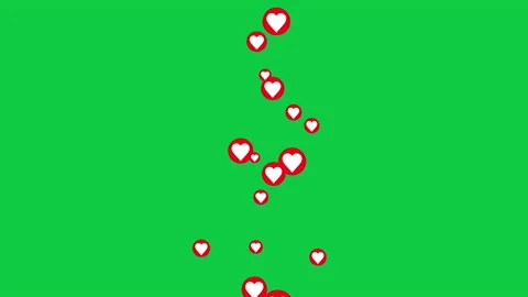 Glow red circle hearts floating on green... | Stock Video | Pond5