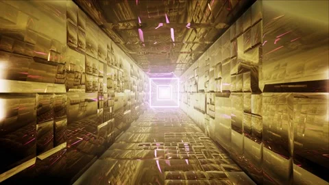 Glow Square Light in the Gold Tunnel Bac... | Stock Video | Pond5