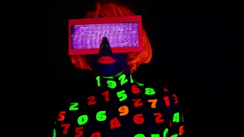 glow woman with numbers | Stock Video | Pond5