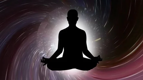 Glowing Aura with Silhouette Meditating ... | Stock Video | Pond5