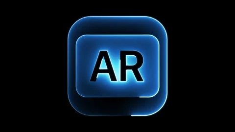 Glowing blue AR icon with neon effect | Stock Video | Pond5