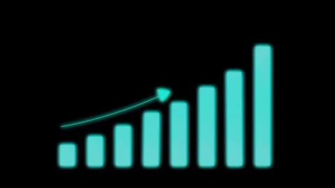 Glowing blue bar graph on a black backgr... | Stock Video | Pond5